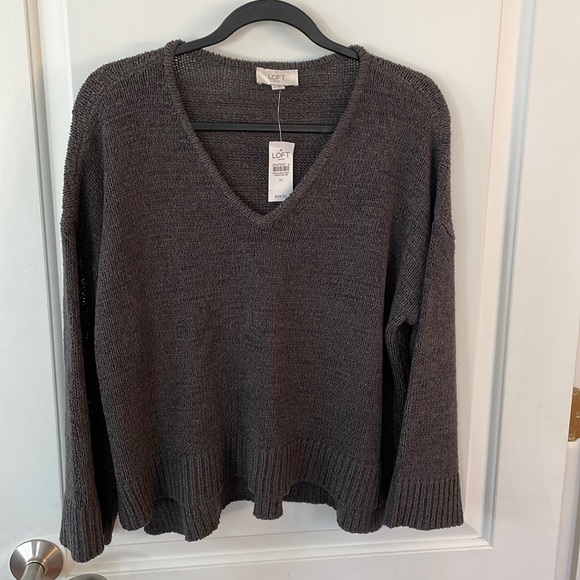 LOFT | Sweaters | Nwt Womens Charcoal Loft Knit Sweater With Wide ...
